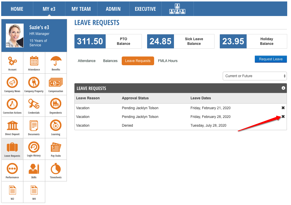 Cancelling a Leave Request