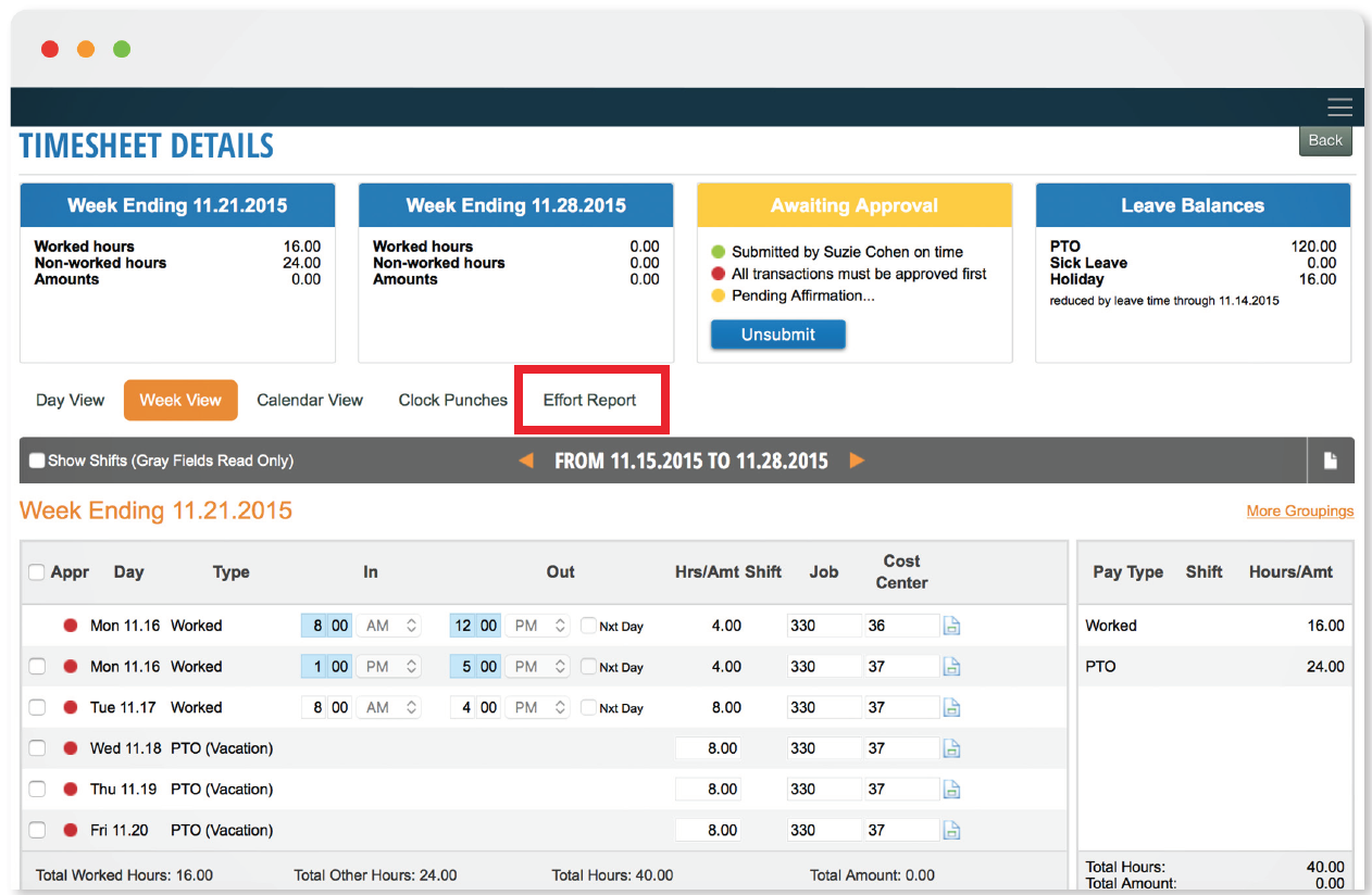 Completing Your Effort Report