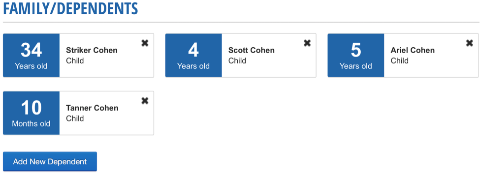 Edit or Add Dependents